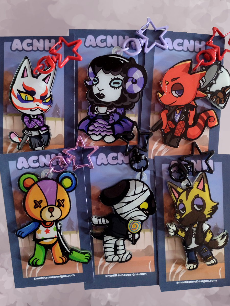 ACNH Keycharms (8 characters) – EmoKitsuneDesigns